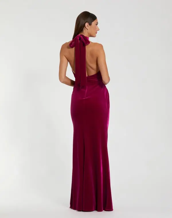 Mac Duggal Velvet Draped Gown