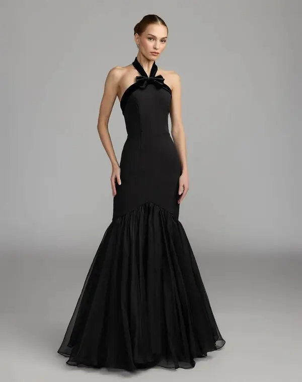 Mac Duggal Halter Mermaid Gown With Bow