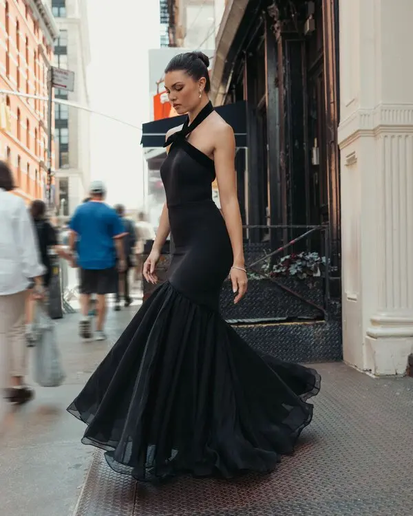 Mac Duggal Halter Mermaid Gown With Bow