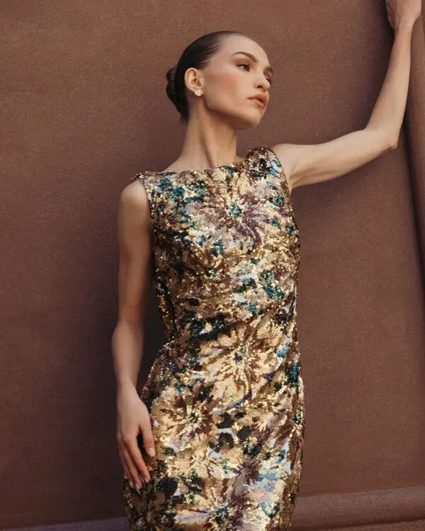 Mac Duggal Floral Sequin Trumpet Gown