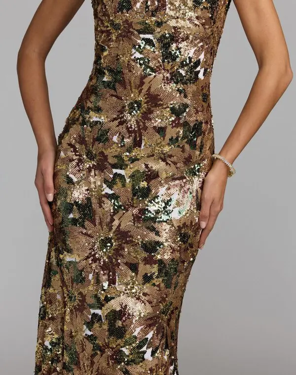 Mac Duggal Floral Sequin Trumpet Gown