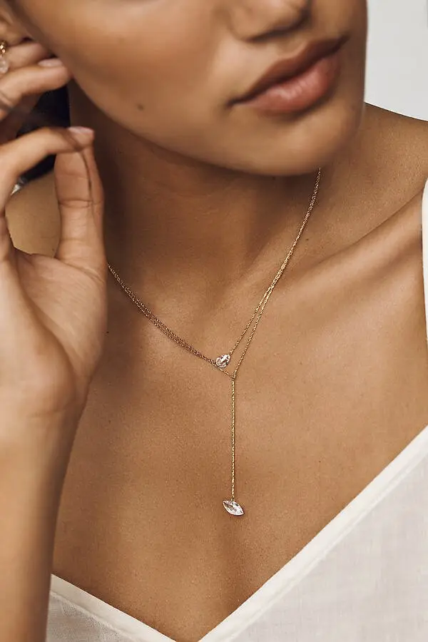 Anthropologie Demi-fe Delicate Layered Lariat Necklace - Gold
