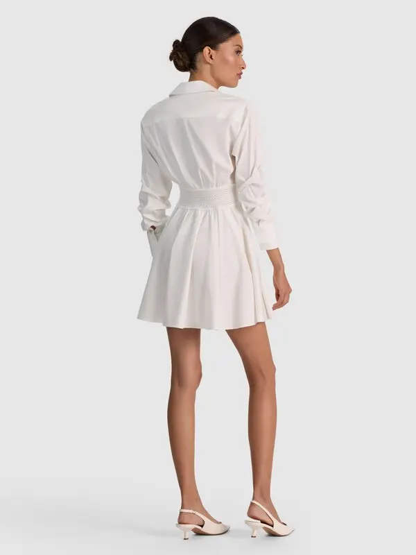 Alice + Olivia Edie Corset Mini Shirt Dress - Off White