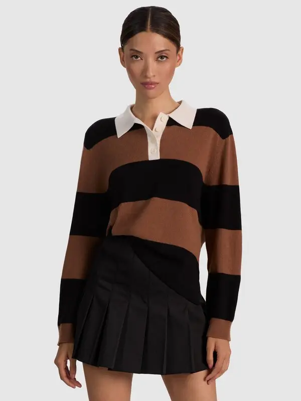 Alice + Olivia Tillie Cashmere Polo With Striped Pattern