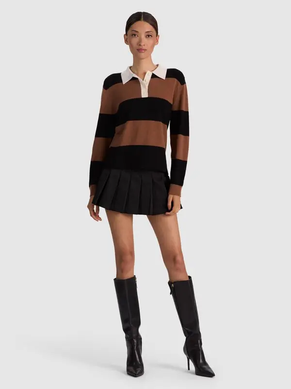 Alice + Olivia Tillie Cashmere Polo With Striped Pattern