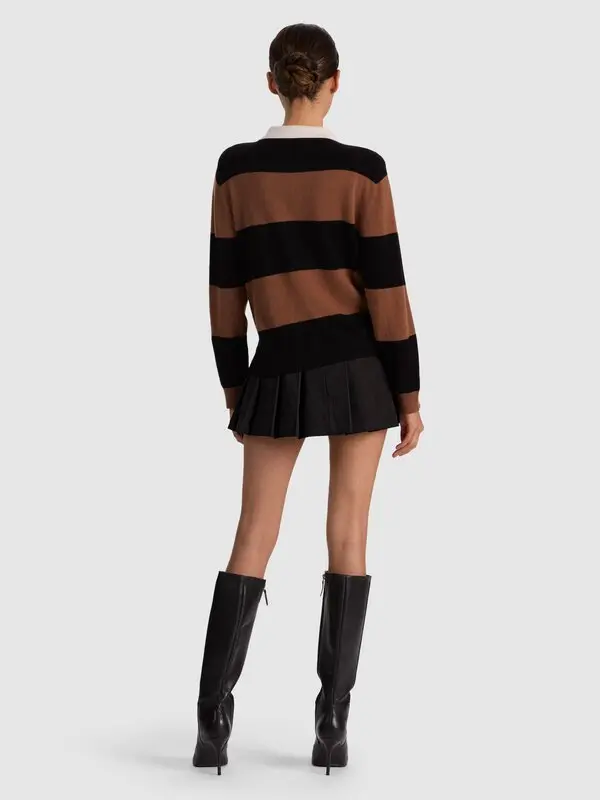 Alice + Olivia Tillie Cashmere Polo With Striped Pattern