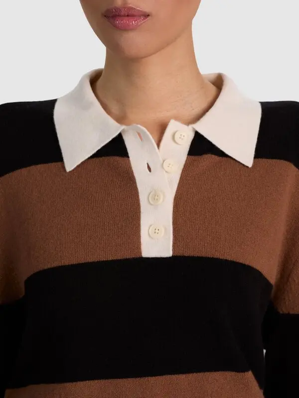 Alice + Olivia Tillie Cashmere Polo With Striped Pattern