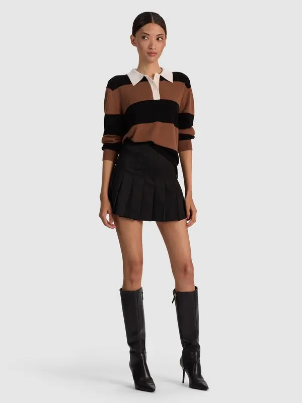 Alice + Olivia Tillie Cashmere Polo With Striped Pattern
