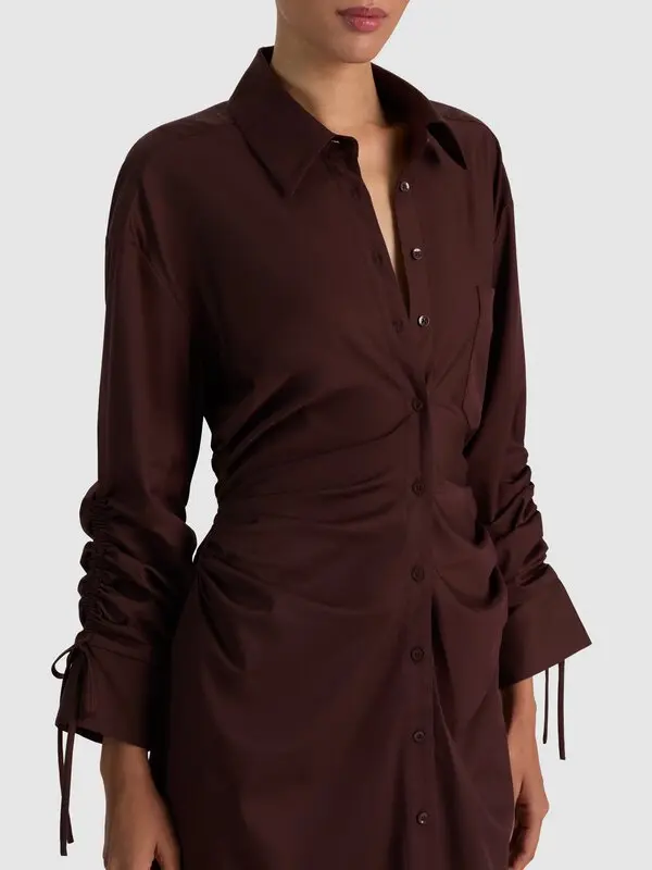 Alice + Olivia Denise Midi Shirt Dress - Dark Chocolate