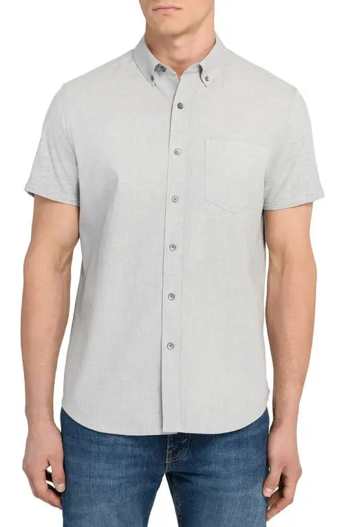 W.R.K Reworked Slim Fit Solid Short Sleeve Cotton Button-down Shirt