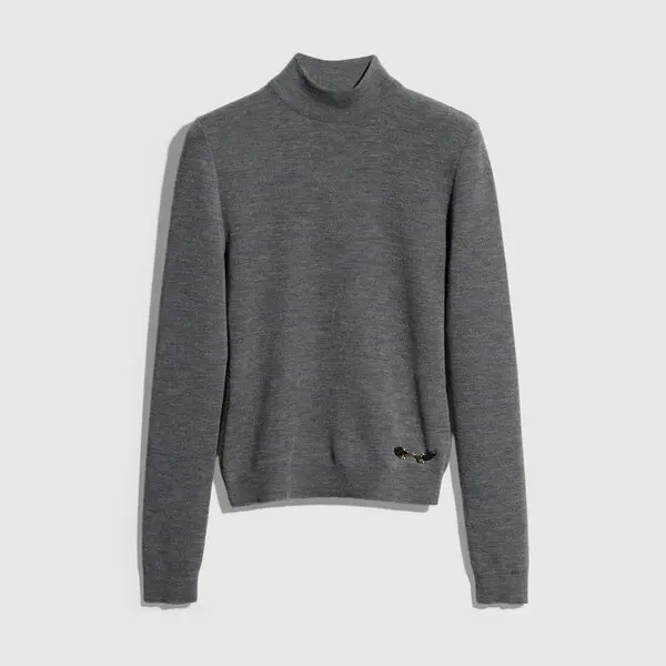 Gucci Fine Rib Knit Wool Top With Horsebit Detail