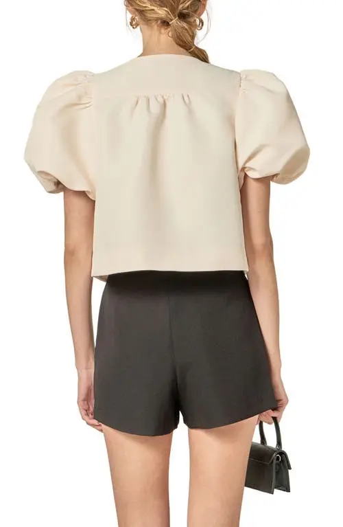 English Factory Bow Detail Puff Sleeve Top
