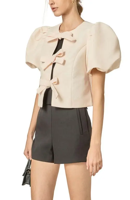 English Factory Bow Detail Puff Sleeve Top