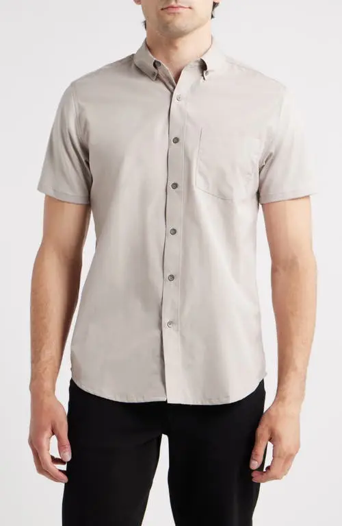 W.R.K Hudson Reworked Slim Fit Solid Short Sleeve Cotton Button-up Shirt