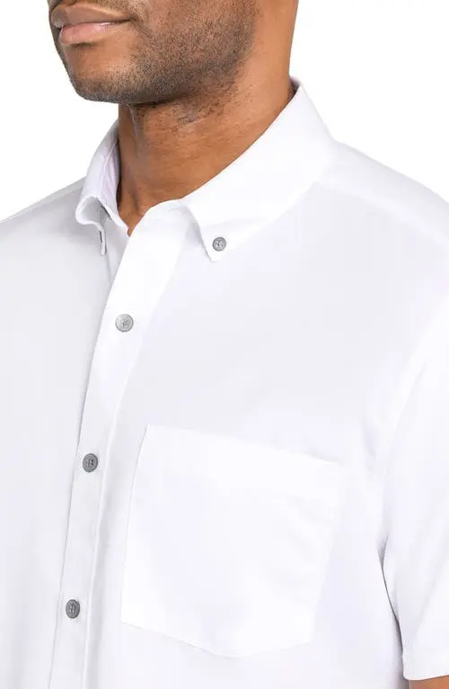 W.R.K Hudson Reworked Slim Fit Solid Short Sleeve Cotton Button-up Shirt