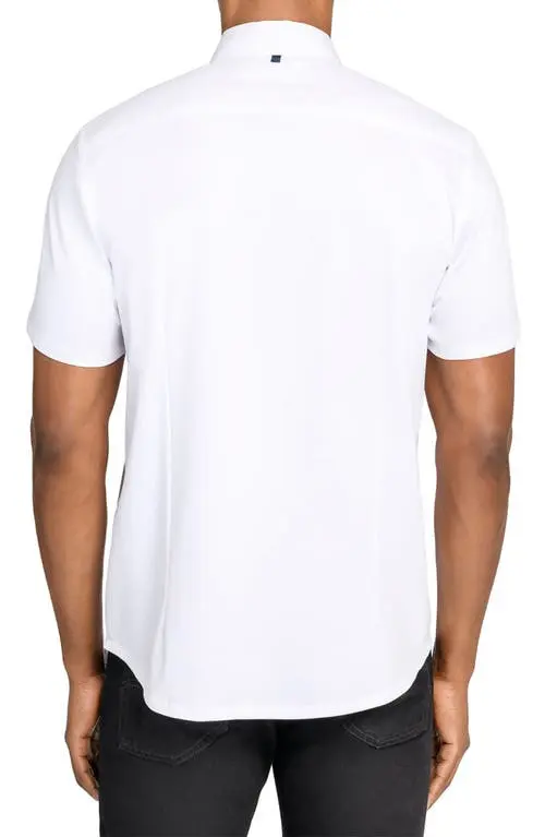 W.R.K Hudson Reworked Slim Fit Solid Short Sleeve Cotton Button-up Shirt