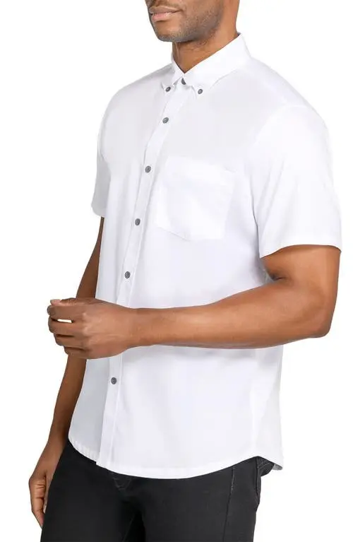 W.R.K Hudson Reworked Slim Fit Solid Short Sleeve Cotton Button-up Shirt