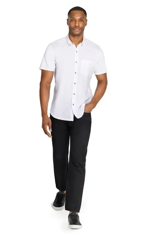 W.R.K Hudson Reworked Slim Fit Solid Short Sleeve Cotton Button-up Shirt