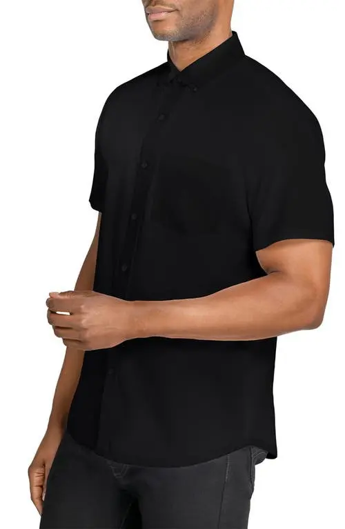 W.R.K Hudson Reworked Slim Fit Solid Short Sleeve Cotton Button-up Shirt