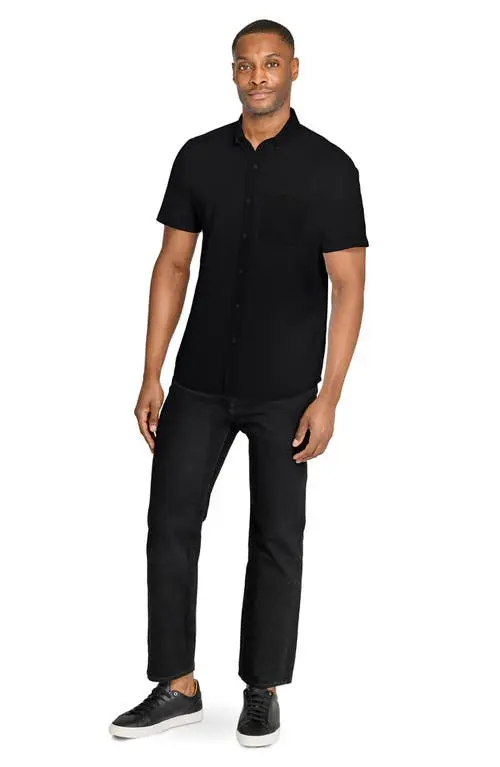 W.R.K Hudson Reworked Slim Fit Solid Short Sleeve Cotton Button-up Shirt