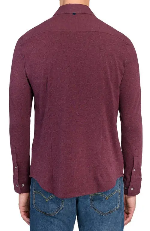 W.R.K Reworked Slim Fit Heathered Cotton Button-up Shirt - Burgundy