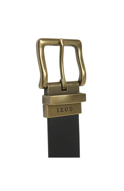 IZOD Reversible Cut Edge Leather Belt With Old English Brass Buckle