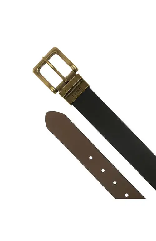 IZOD Reversible Cut Edge Leather Belt With Old English Brass Buckle