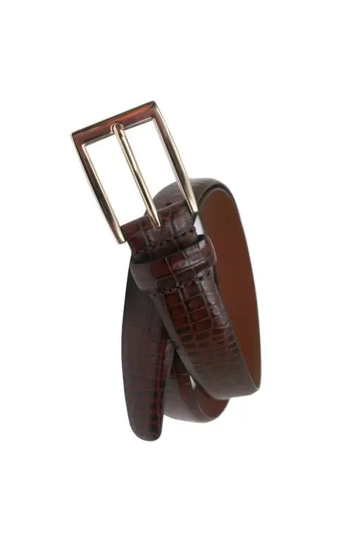 Brooks Brothers Crocodile Embossed Leather Belt