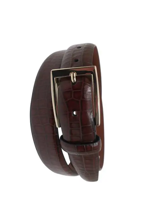 Brooks Brothers Crocodile Embossed Leather Belt