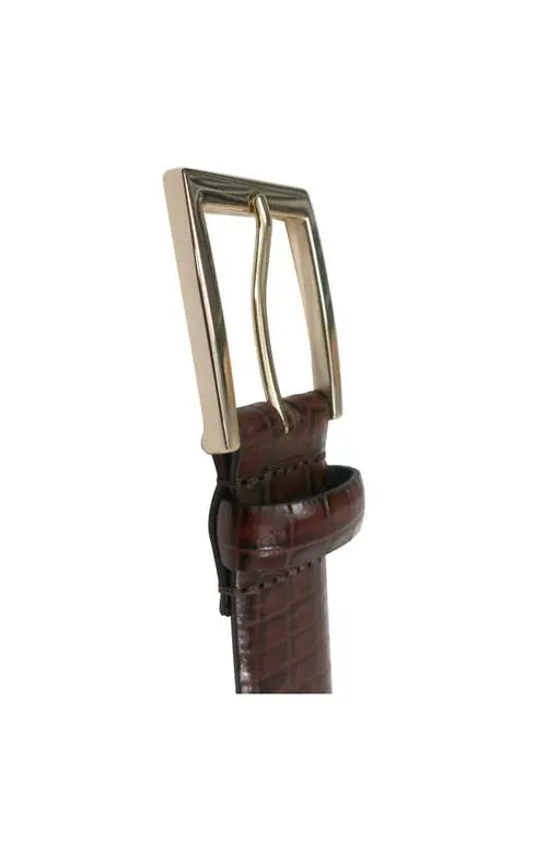 Brooks Brothers Crocodile Embossed Leather Belt