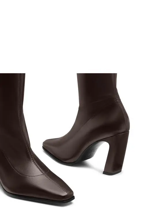 STUART WEITZMAN Stassi Stretch Leather Bootie - Midnight Espresso