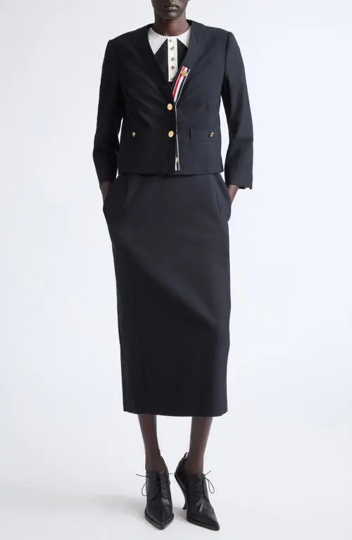 Thom Browne Wool Cardigan Jacket - Navy