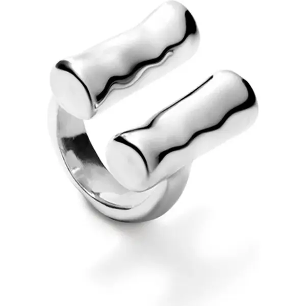 UNODE50 Sterling -plated Ring With Two Vertical Tubes