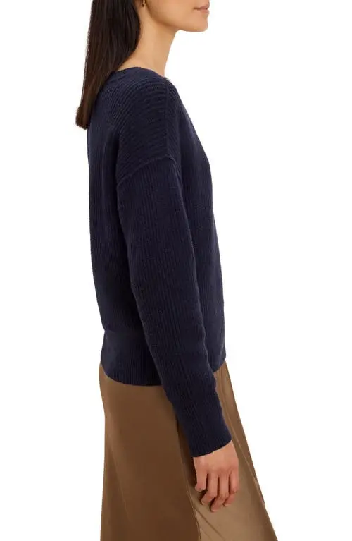 NIC+ZOE Cozy Cottage V-neck Sweater - Dark Indigo