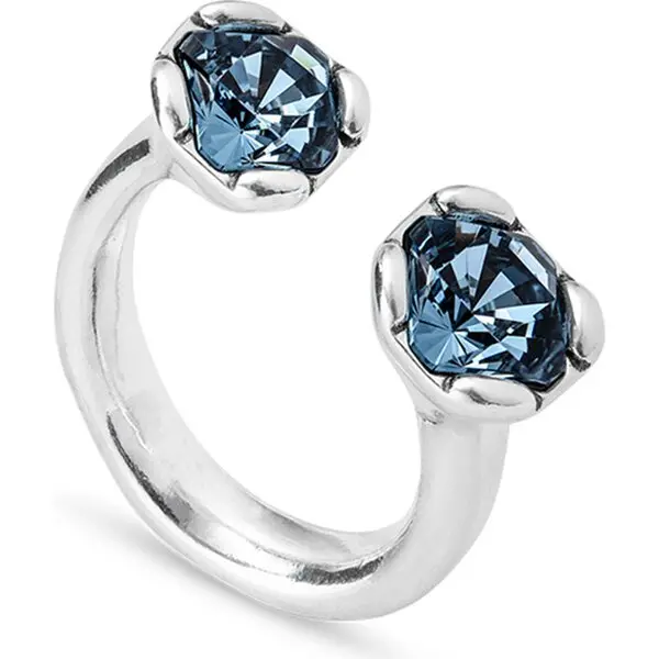 UNODE50 Sterling -plated Ring With Two Crystals