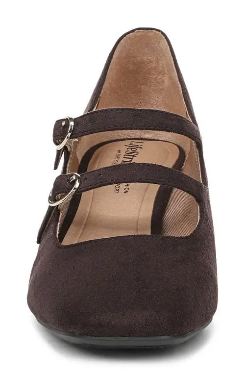 LIFESTRIDE Claudette Mary Jane Block Heel Pumps - Dark Chocolate