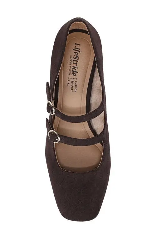LIFESTRIDE Claudette Mary Jane Block Heel Pumps - Dark Chocolate