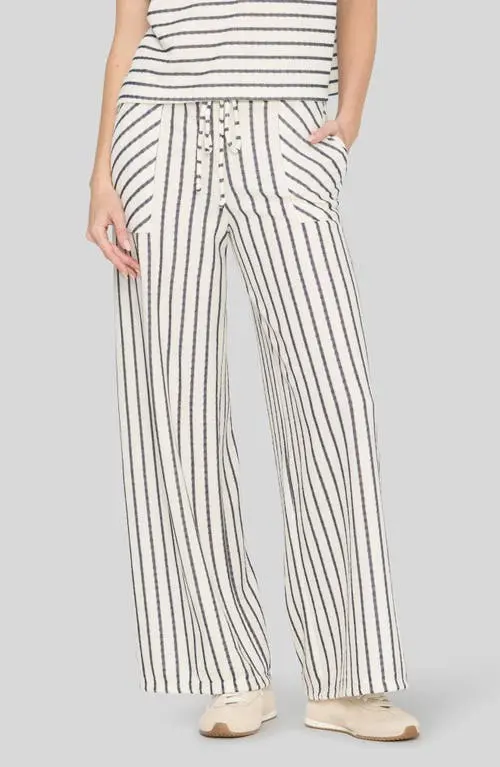 PROJECT SOCIAL T Zadie Striped Wide Leg Pants - Ivorynavy