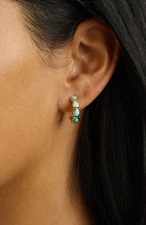 ATHRA LUXE Multi Shape Turquoise Huggie Hoop Earrings