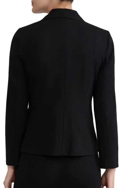 KASPER Notch Lapel Zip Pocket Blazer - Black