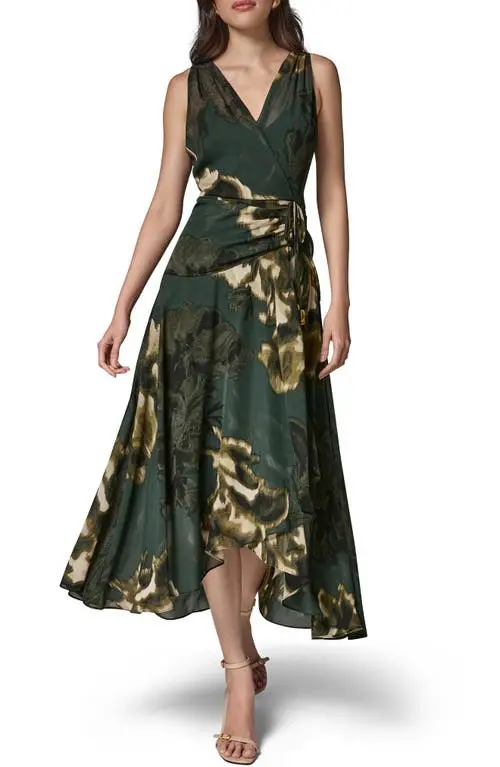 Donna Karan New York Sleeveless Floral Faux Wrap Dress