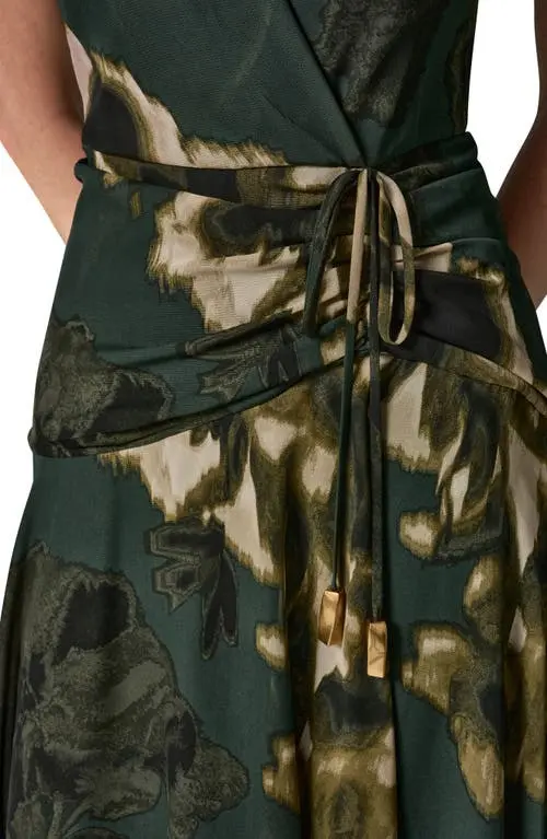 Donna Karan New York Sleeveless Floral Faux Wrap Dress