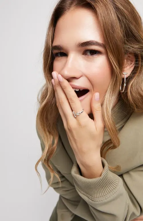UNODE50 Open Sterling -plated Ring With White Topaz