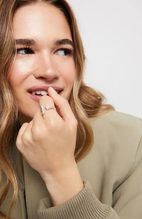 UNODE50 Open Sterling -plated Ring With White Topaz