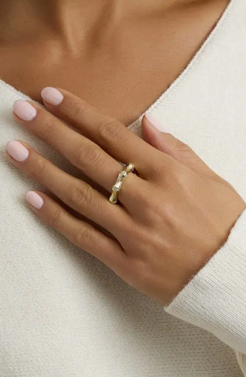 ATHRA LUXE Cubic Zirconia Bamboo Band Ring
