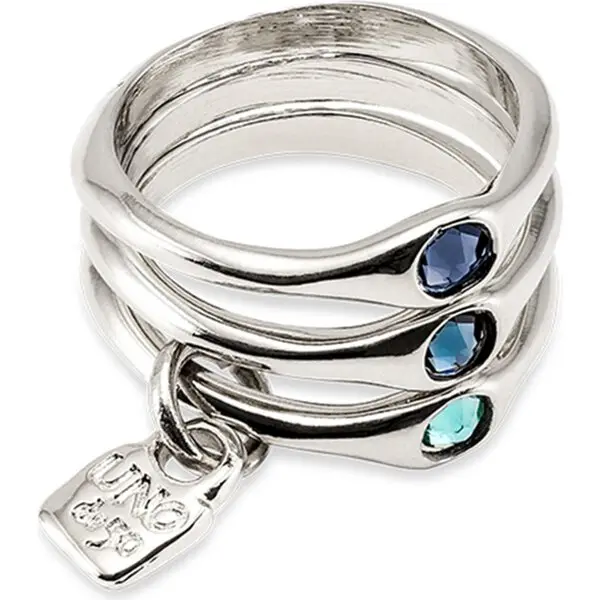 UNODE50 Sterling -plated Triple Ring With Red Crystals