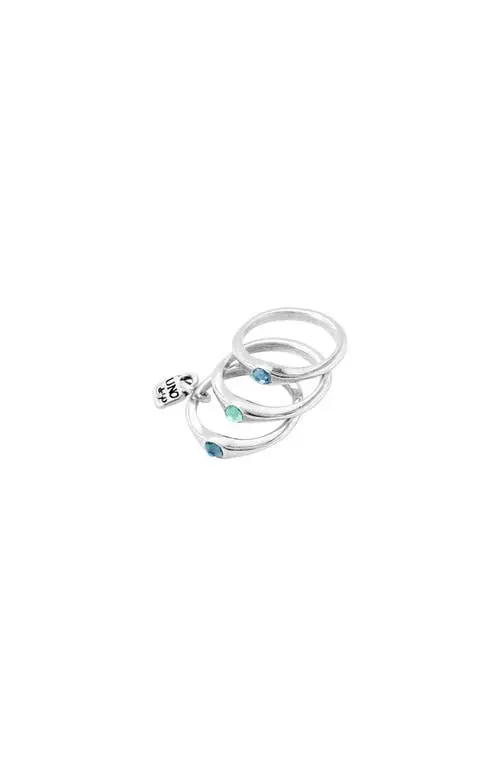 UNODE50 Sterling -plated Triple Ring With Red Crystals