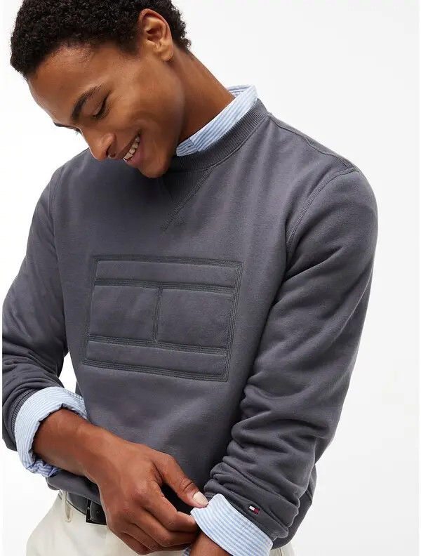 Tommy Hilfiger Embroidered Flag Brushed-back Sweatshirt