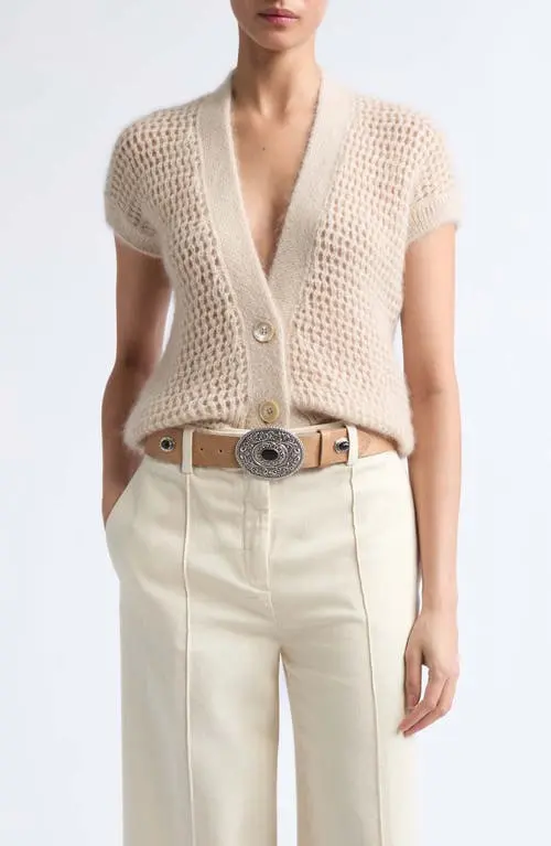 Eleventy Open Stitch Merino Wool & Silk Cardigan - 00 Ivory