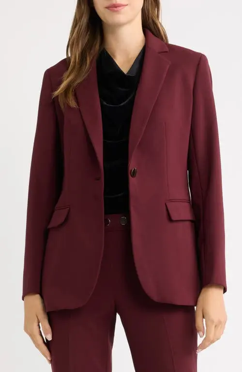 Anne Klein One-button Notch Collar Blazer - Barolo
